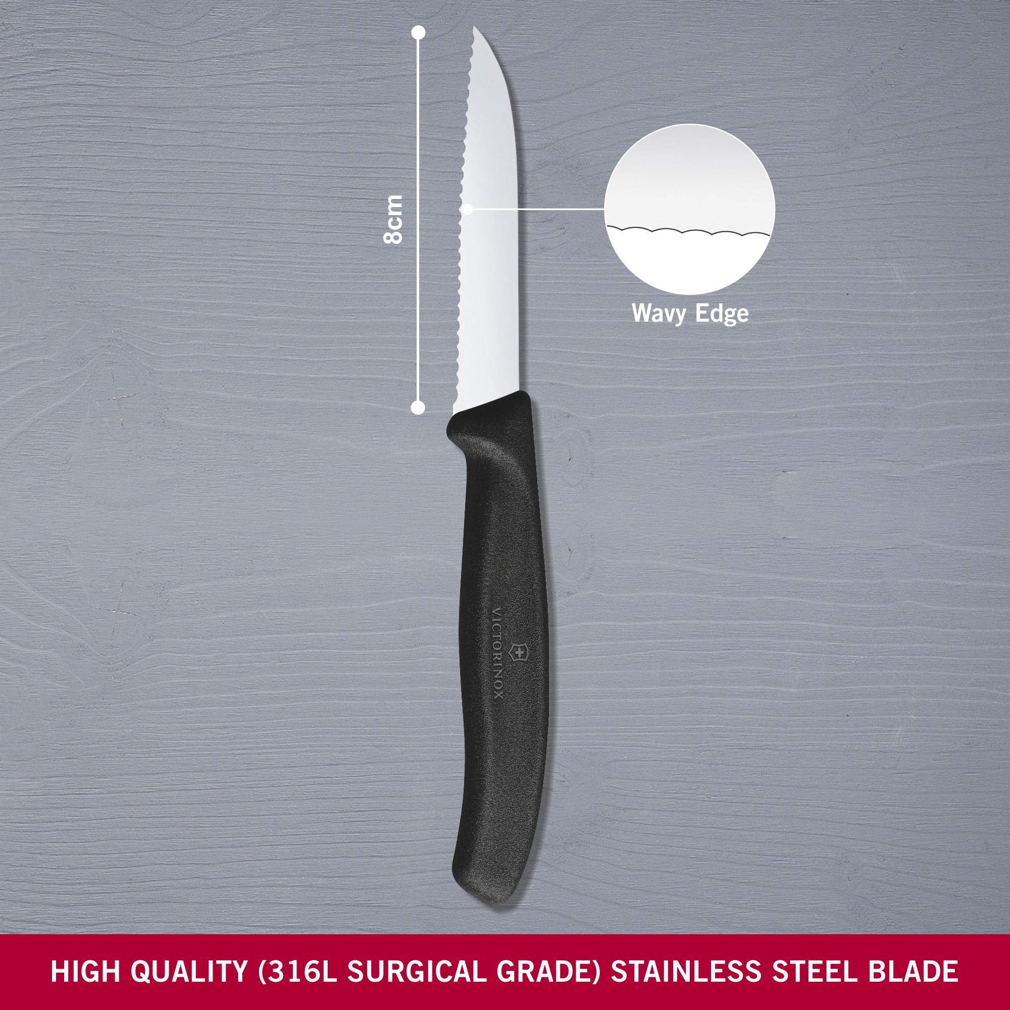 Victorinox Swiss Classic 3 1/4 inch Wavy Black Paring Knife, 3.1 inches, 6.7433