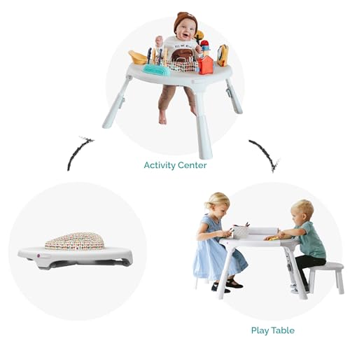 ORIBEL PortaPlay Convertible Activity Centre with Development & Interactive Toys and Converts to Play Table. Wonderland Adventures (Grey)