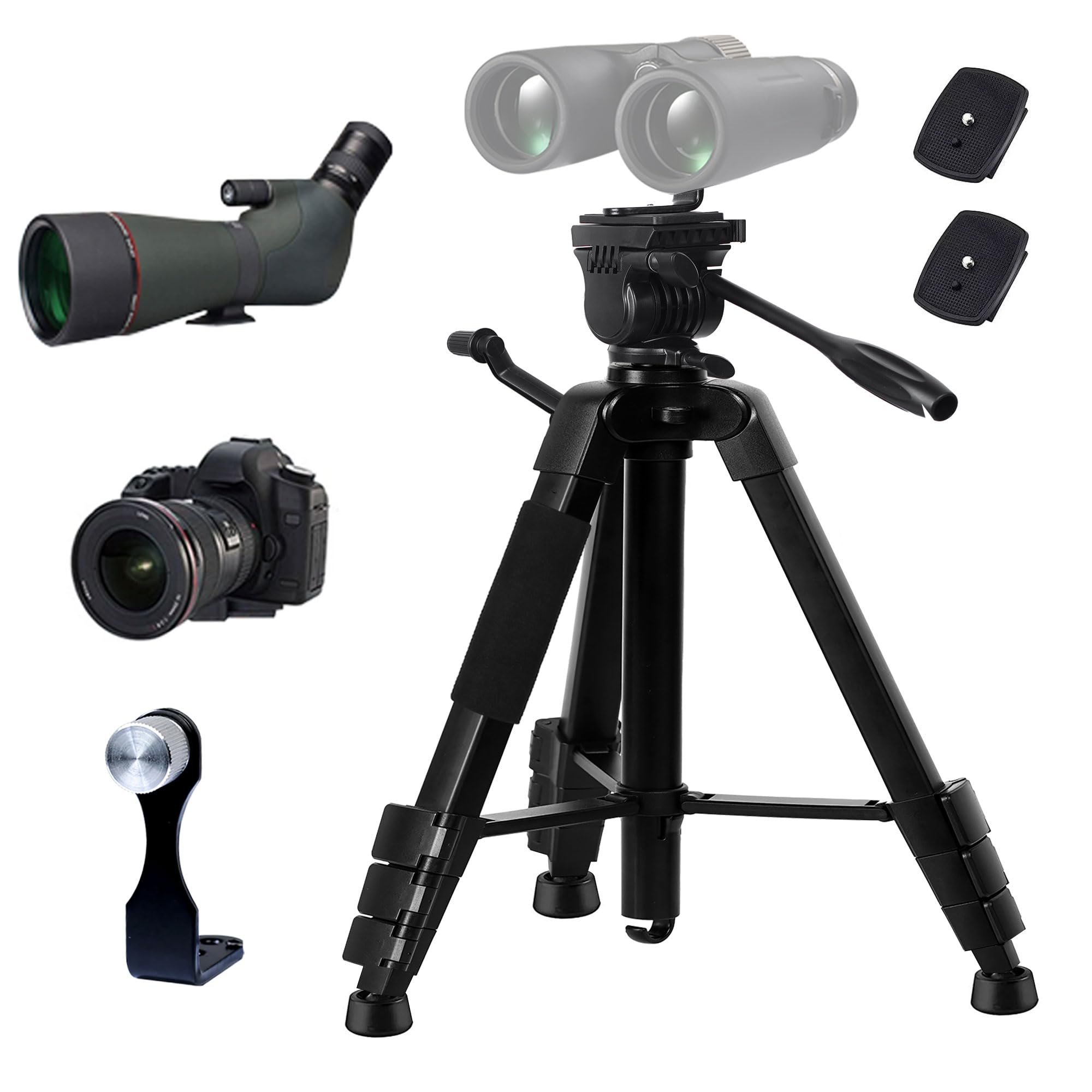 LCNCY Binocular and Spotting Scope Tripod Stand - Camera Tripod - Universal Lightweight Travel Video Tripod - Compatible with Binoculars/Spotting Scope/Telescope/Astronomy Binoculars/DSLR