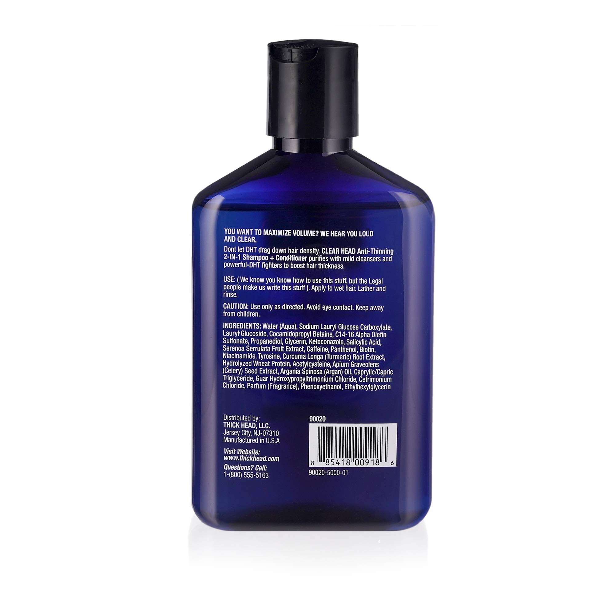 Thick Head Clear Head Anti-Thinning 2 in 1 Shampoo and Conditioner for Men For Thicker Fuller Hair 11.7 oz each, Pack of 3