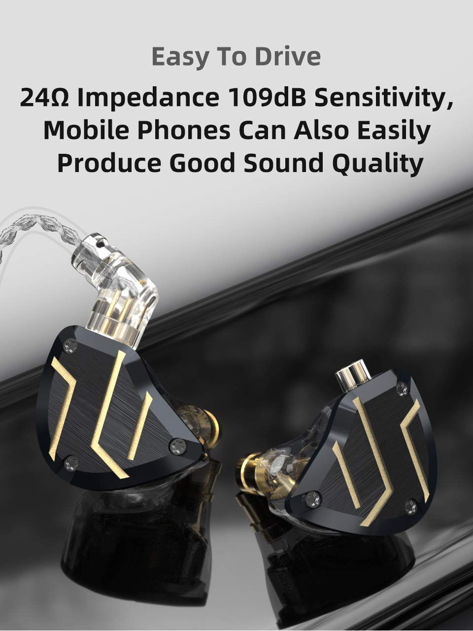 CCA C10 Five Drivers Hybrid in Ear Monitors in Each Side，HiFi 4BA 1DD High Resolution Earphones/Earbuds with 3.5mm Gold Plated Plug Detachable Cable 2pin 0.75mm Wired Earbuds (with Mic, C10pro Black)
