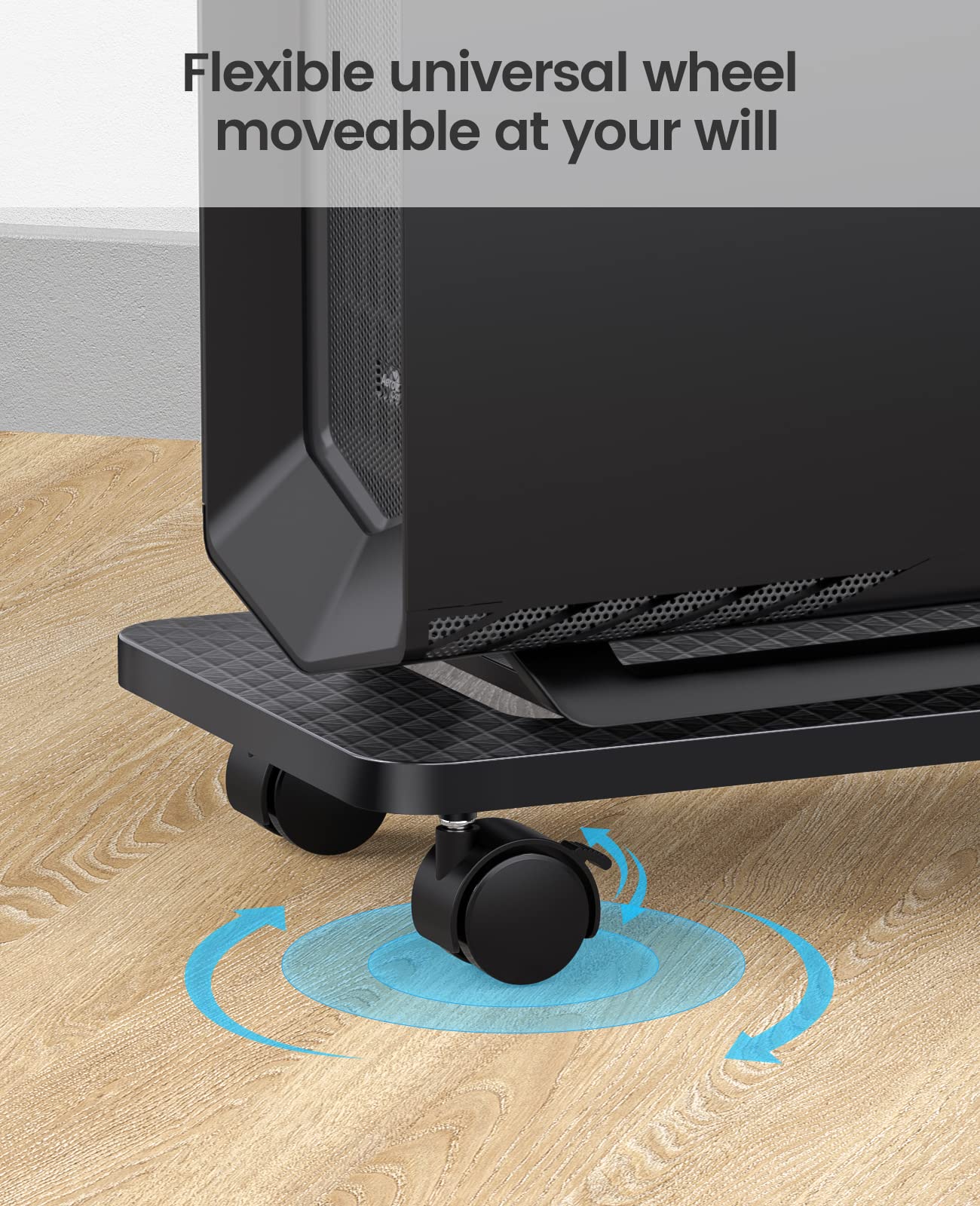 Computer Tower Stand, ORICO PC Holder Mobile CPU Holder with Protective Sides and 4 Caster Wheels Computer Tower Stand Carts on Carpet Fits for Most Computer Tower, Gaming PC, ATX Case