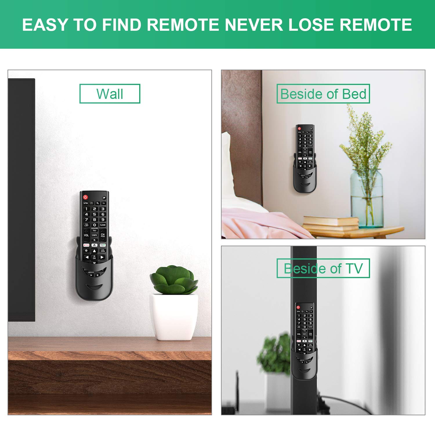 Universal Remote Control AKB75095307 Compatible with All LG LED LCD HDTV UHD 3D 4K Smart TV Models with Black Remote Holder