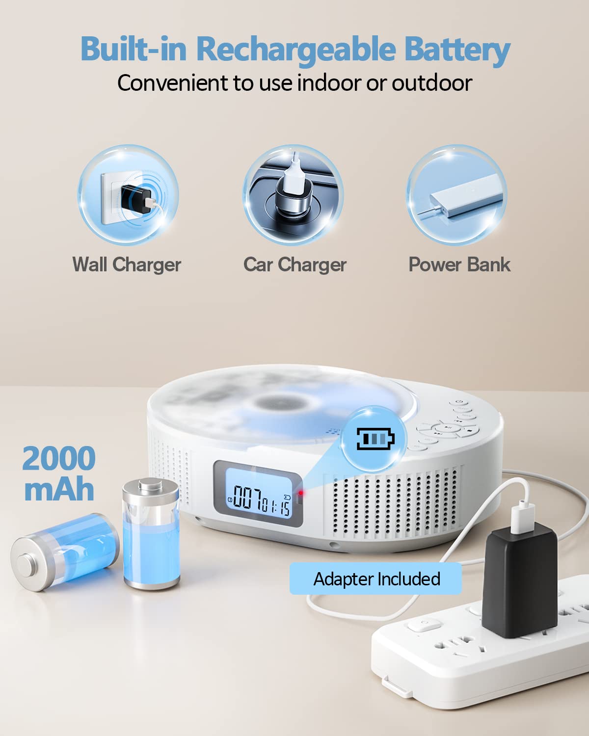 CD Player Portable, FELEMAN Upgraded Boombox CD Player & Bluetooth Speaker 2 in 1 Combo, Rechargeable Portable CD Player for Car/Home with Remote Control, FM Radio, Support AUX/USB, Headphone Jack