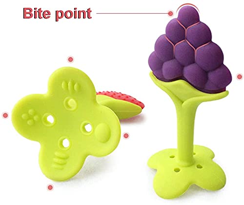 TEKSTAR Baby Teething Toys,Silicone Fruit Shape Teethers, Freezer Safe BPA Free, Soothe Babies Gums Set for Infant and Toddler