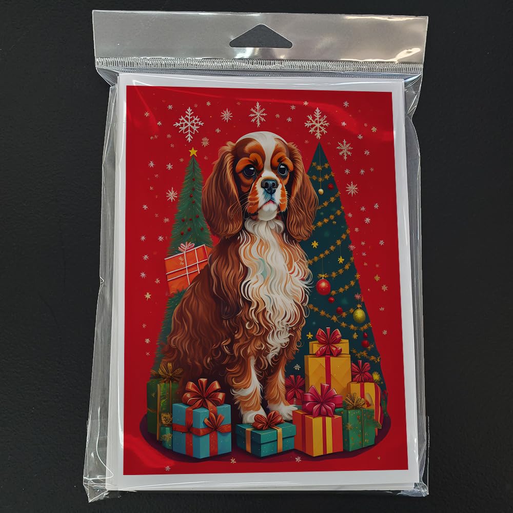 Caroline's Treasures DAC3066GCA7P Cavalier Spaniel Holiday Christmas Greeting Cards Pack of 8 Blank Cards with Envelopes Whimsical A7 Size 5x7 Blank Note Cards