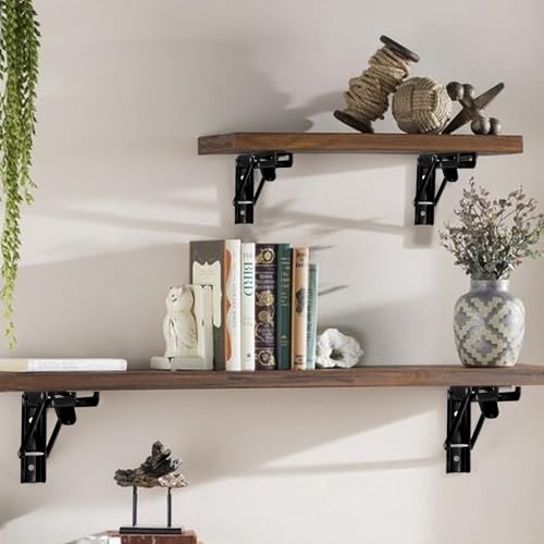 Foldable Activity Bracket Triangle Bracket L-Shelf Shelf Bracket Workbench Wall Mounted Bracket Space Saving (8 inch * 2 Pieces Black)