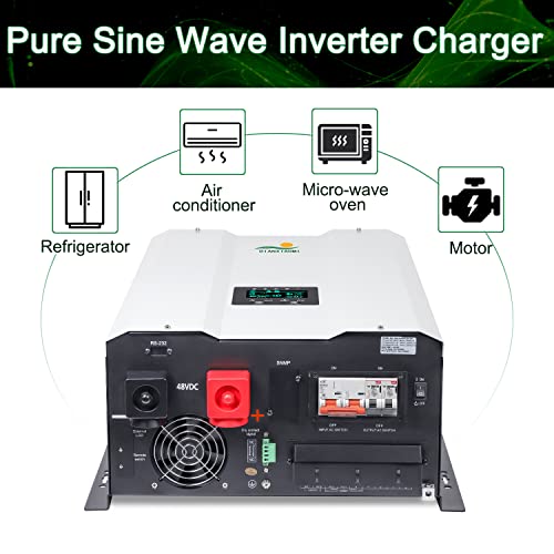 DIANXIAOMI UL1741 10KW 48V Solar Hybrid Inverter, Output 120/240V Split Phase Pure Sine Wave, Low Frequency Inverter, DC 48V AC Input 240V AC, 2x60A MPPT Solar Charger Controller-10000W
