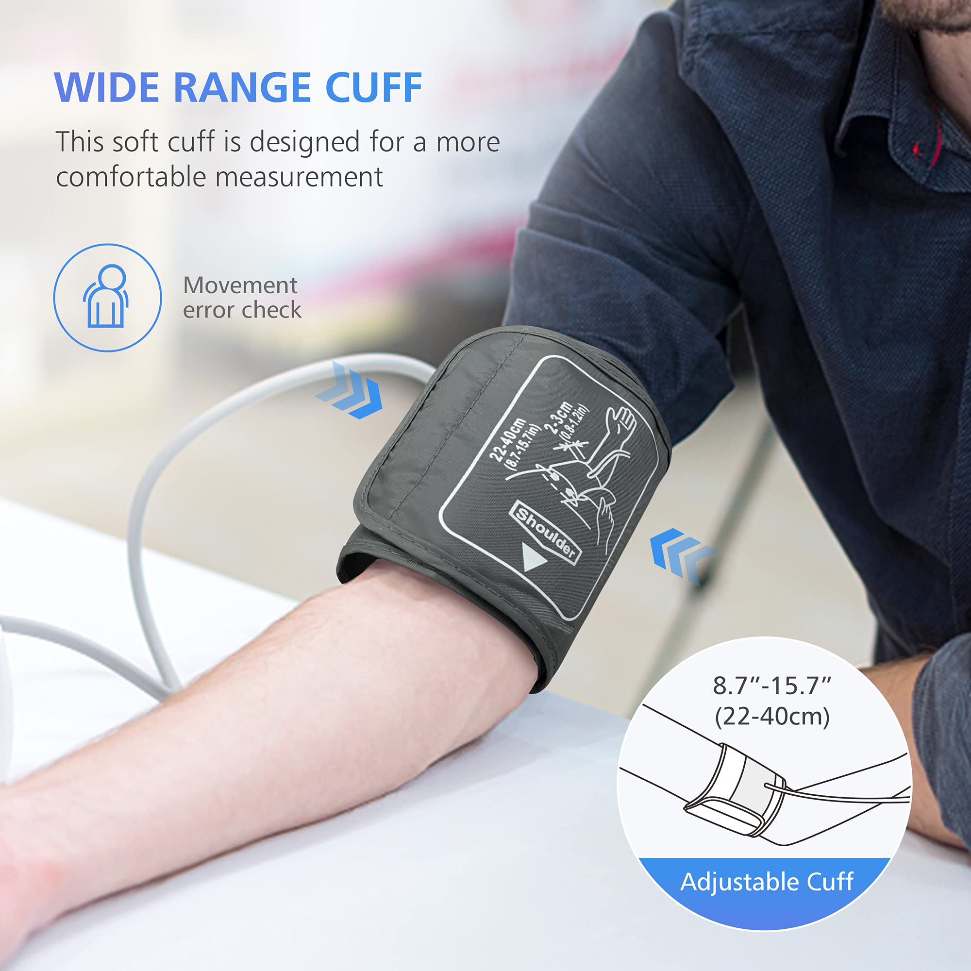 Comfier Arm Blood Pressure Monitor & Irregular Heartbeat Detector,Accurate Automatic Blood Pressure Cuff Machine,Large LCD Display &Voice Broadcast,Dual User Modes(2x120data),Home BP Tester,Carry case
