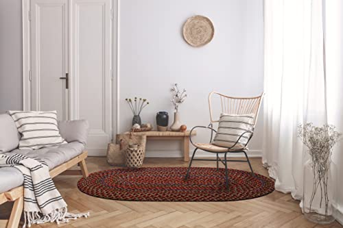 Katherine Multi Indoor/Outdoor Oval Braided Rug, 4 by 6-Feet, Burgundy