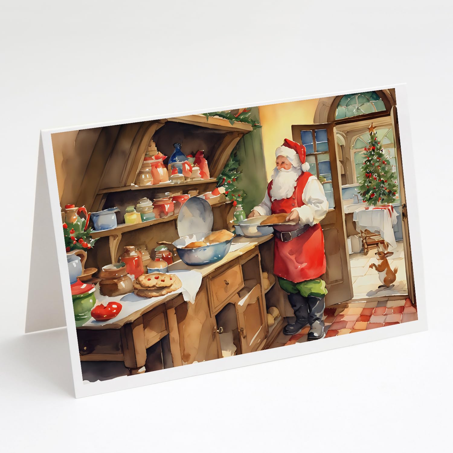 Caroline's Treasures DAC3310GCA7P Cookies with Santa Claus Greeting Cards Pack of 8 Blank Cards with Envelopes Whimsical A7 Size 5x7 Blank Note Cards