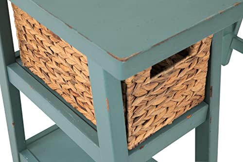 Signature Design by Ashley Mirimyn Vintage 42" Home Office Desk with Basket, Distressed Blue,Teal