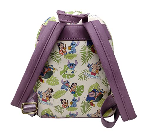 Loungefly Disney Lilo and Stitch Allover Print Womens Double Strap Shoulder Bag Purse
