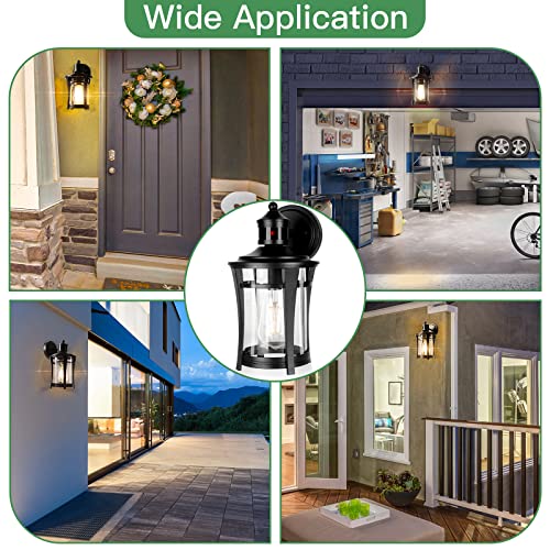 Dexnump Motion Sensor Outdoor Wall Light, Black Exterior Sconces Lighting with Bulb/ 3 Modes Dusk to Dawn, Anti-Rust Waterproof Front Porch Lights Fixture for Outside House, Patio