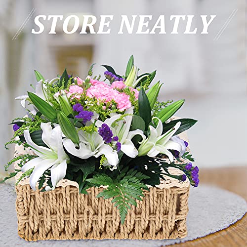 Veemoon . Snacks Makeup Bowls Seagrass Cloth Candy Books Tabletop Inch Food Office Shelves Holder Organizer Storage Wooden M Baskets Bin Snack Rectangular Baskets, Woven Cosmetics Liner