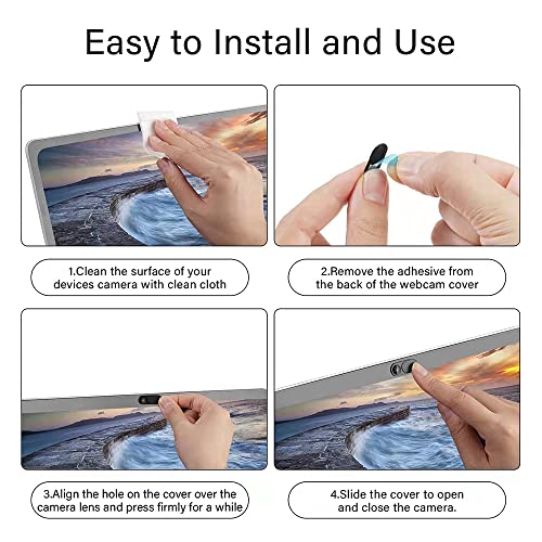FadyDail Laptop Camera Cover Slide 8Pcs, Ultra Thin Webcam Cover Computer Camera Cover Slide Camera Blocker Camera Privacy Slider Phone Camera Cover for iPhone iPad MacBook (Black)