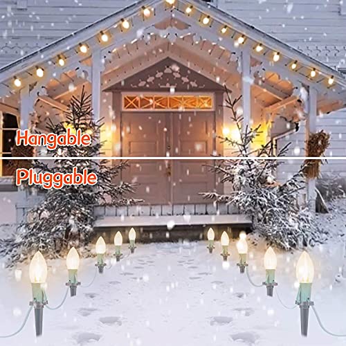 Brightown C9 Christmas String Lights Outdoor, 25.7 Feet 20 Bulbs Pathway Lights Waterproof Replaceable for Indoor Xmas Party Holiday Wedding Commercial Decorations (Warm, LED)