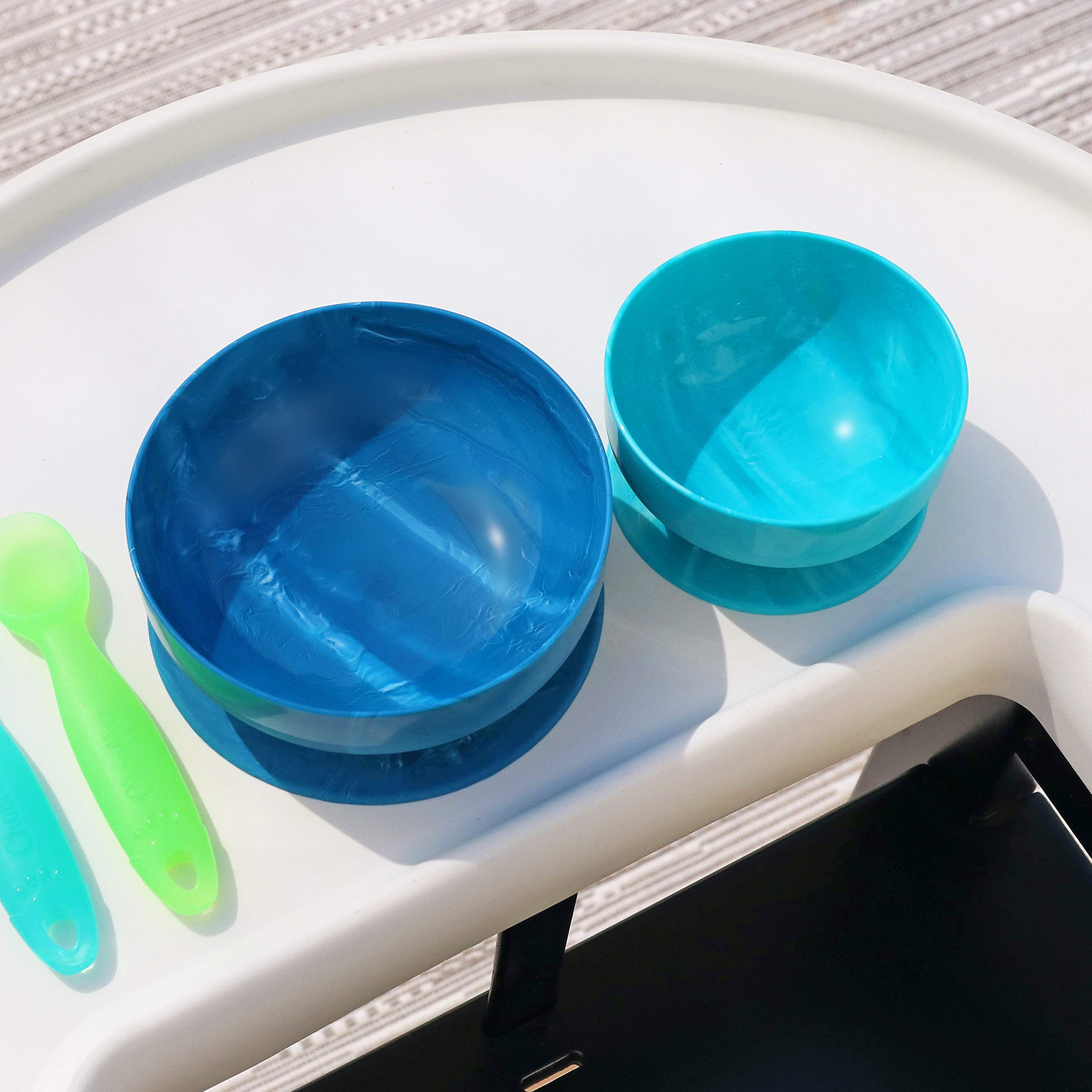 ChooMee Silicone Suction Bowls | Extra Strong Suction with Firm Bowl | Ideal for Infant and Toddler Baby Led Feeding | Medium + Small 2 CT