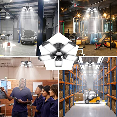 ORIA LED Garage Lights, LED Garage Ceiling Light, 120W Ultra Bright LED Shop Light with 5 Adjustable Panels,10000LM 6000K E26/27 Garage Light for Garages, Warehouses, Workshops, Basements, 2 Pack