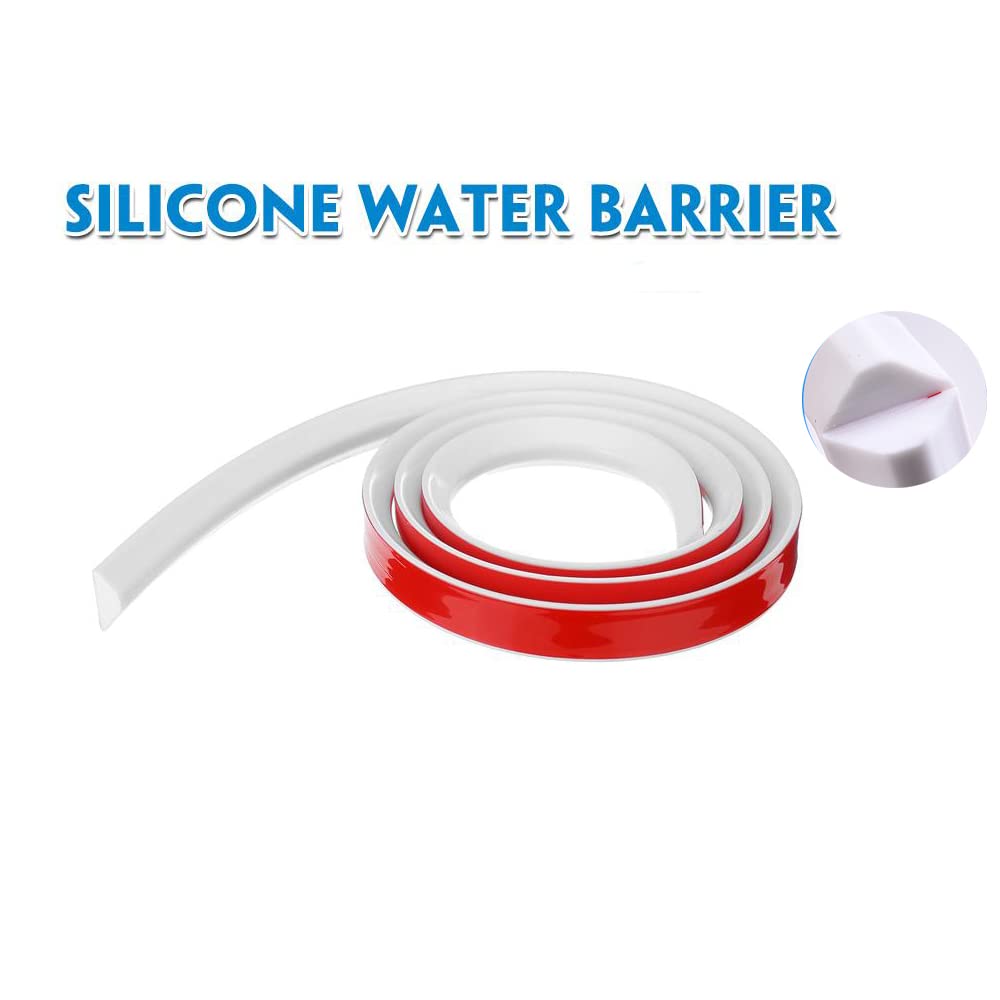 Collapsible Shower Threshold Water Dam Shower Barrier,Shower Door Dam Water Stopper Silicone Wet Room Bathroom (39Inch)