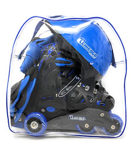 Chicago Skates Inline Training Skate Combo Set - Blue, Boys - Small Sizes J10-J13