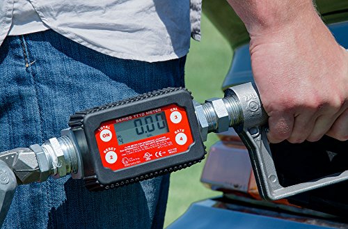 Fill-Rite TT10AN 1" 2-35 GPM(8-132 LPM) Digital In-line Turbine Meter, Aluminum, Fuel Transfer Meter,Black/Red