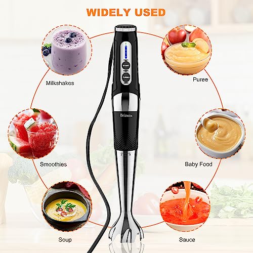 Immersion Hand Blender: 3-Angle Adjustable with Variable 21-Speed Control, Powerful Hand Blender Electric for Milkshakes | Smoothies | Soup| Puree | Baby Food (Black)