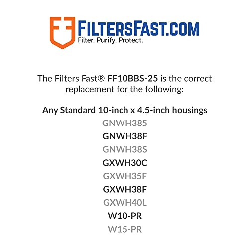Filters Fast FF10BBS-25 Compatible Replacement for GE FXHTC and Compatible Replacement for Pentek RFC-BB Carbon Water Filter Cartridge, 10x4.5 Inch