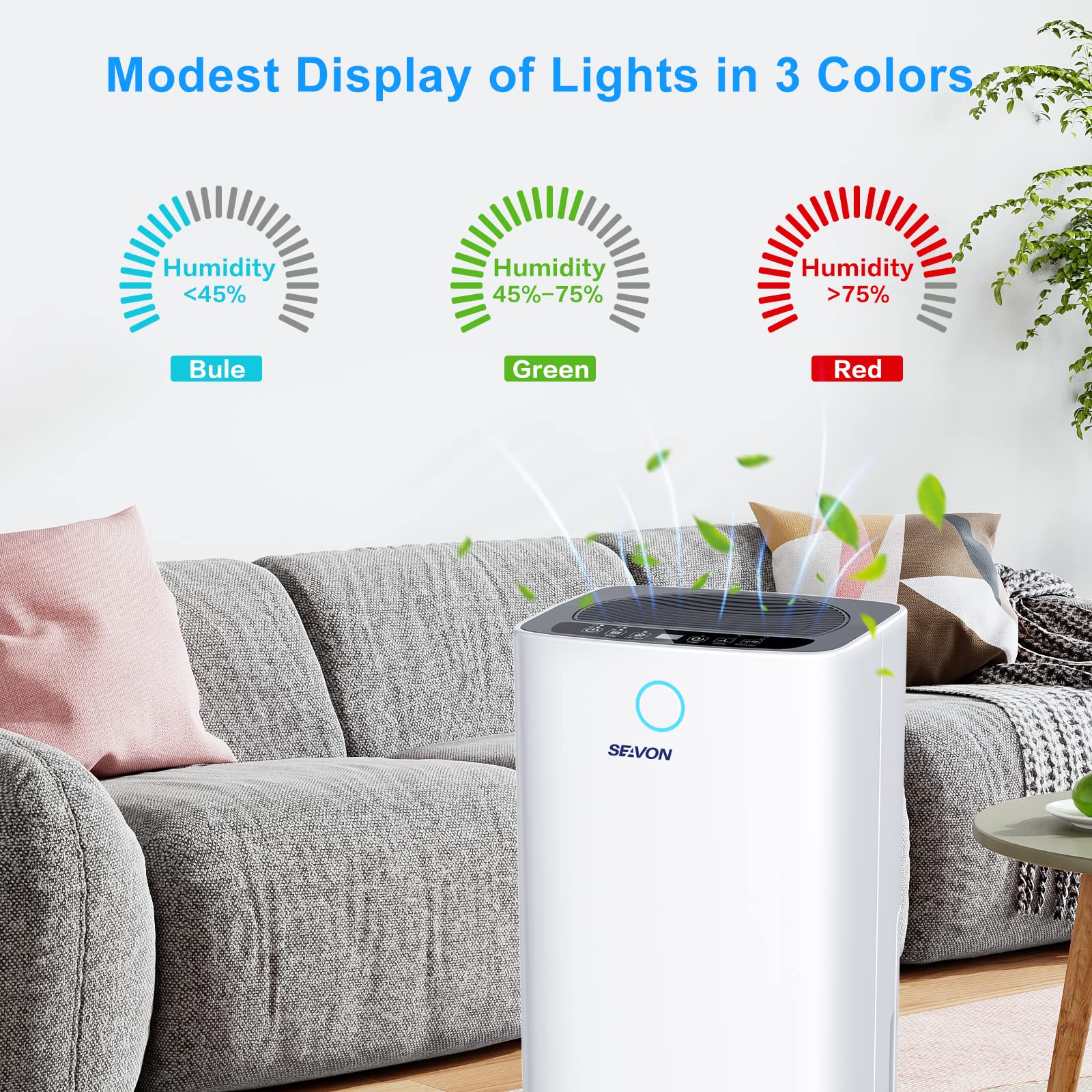SEAVON 30 Pint Dehumidifiers for 2000 Sq. Ft Home Basement with Drain Hose, Dehumidifier with Auto and Manual Drainage,12 Hours Timer, Child Lock, Dry Clothes, Intelligent Humidity Control for Bedroom