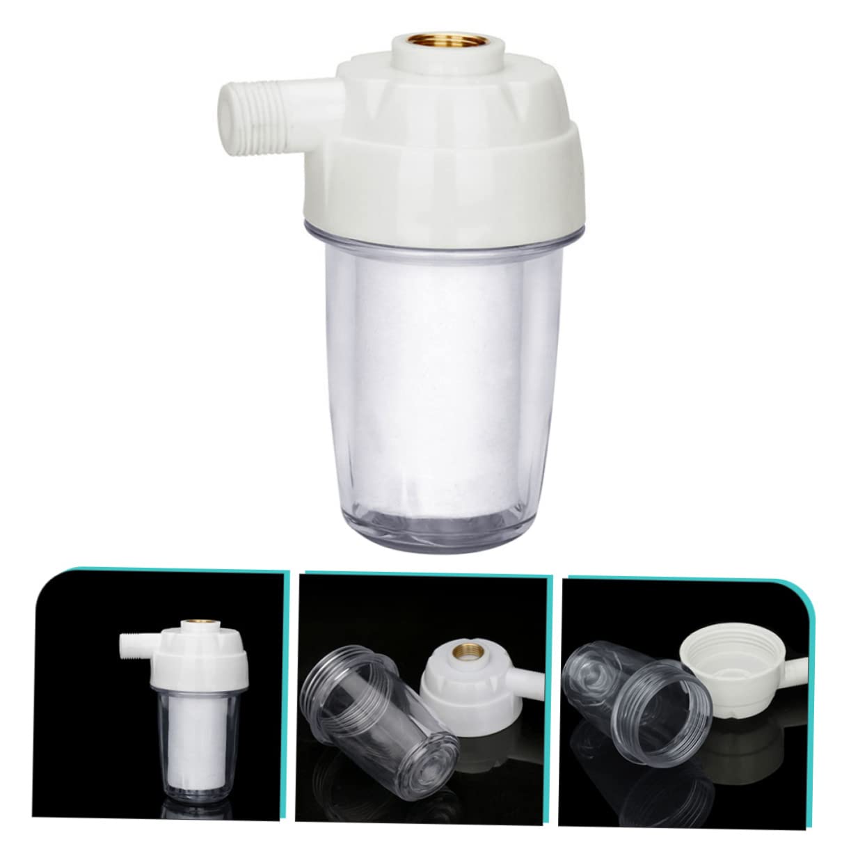DOITOOL Water Heater Filter Kitchen Down Water Filter Faucet Water Softener Inline Water Filter Well Water Pre Filtration System Sink Filter Attachment Anti-Scale The Pet Shower Head White
