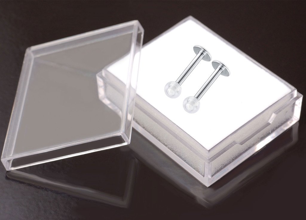 bodyjewellery 2pcs 16g Labret Lip Stud Monroe Cartilage Tragus Helix Earring Snake Bites Conch Spider Bites Piercing Clear Ball - 10mm