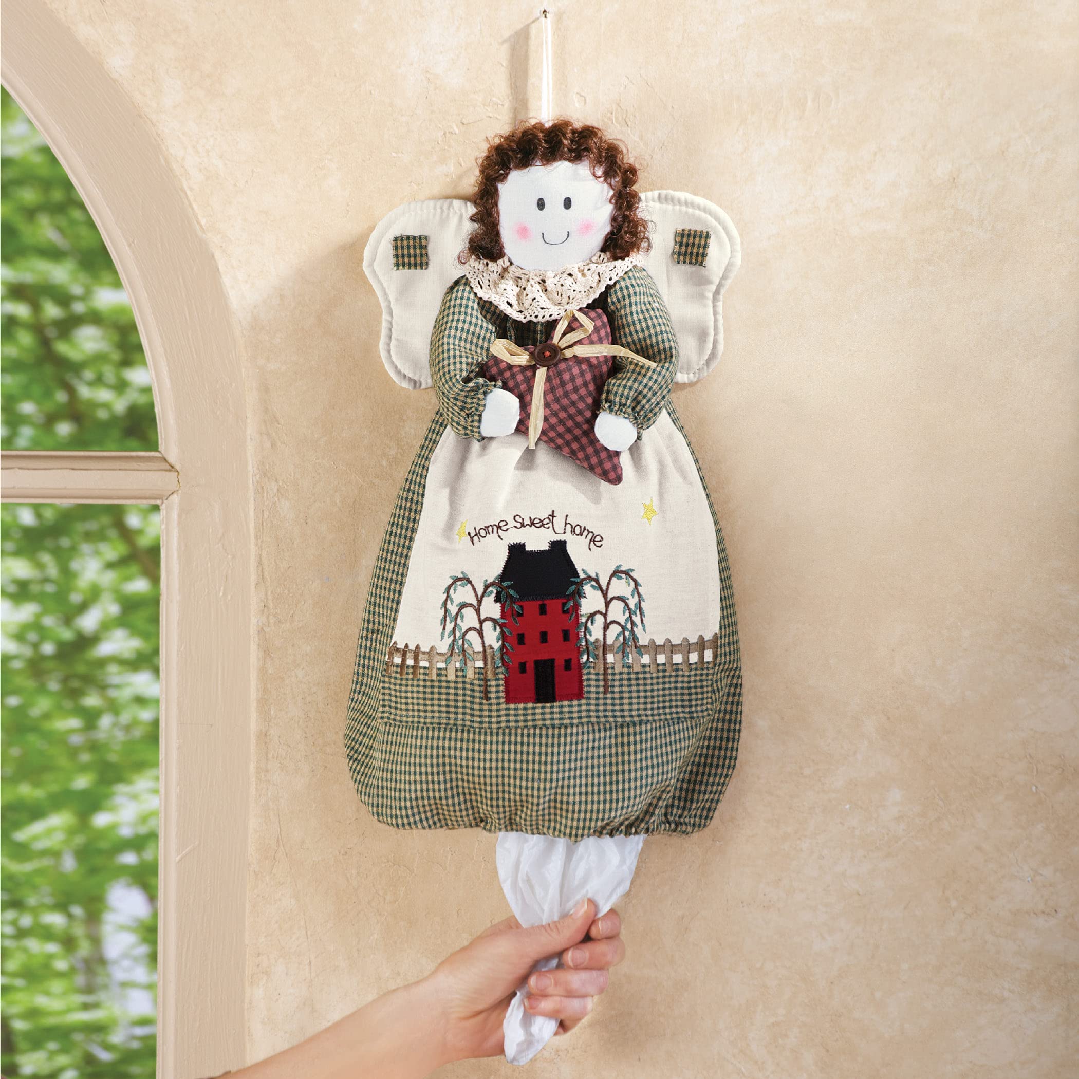 Collections Etc Country Angel Plastic Grocery Bag Holder