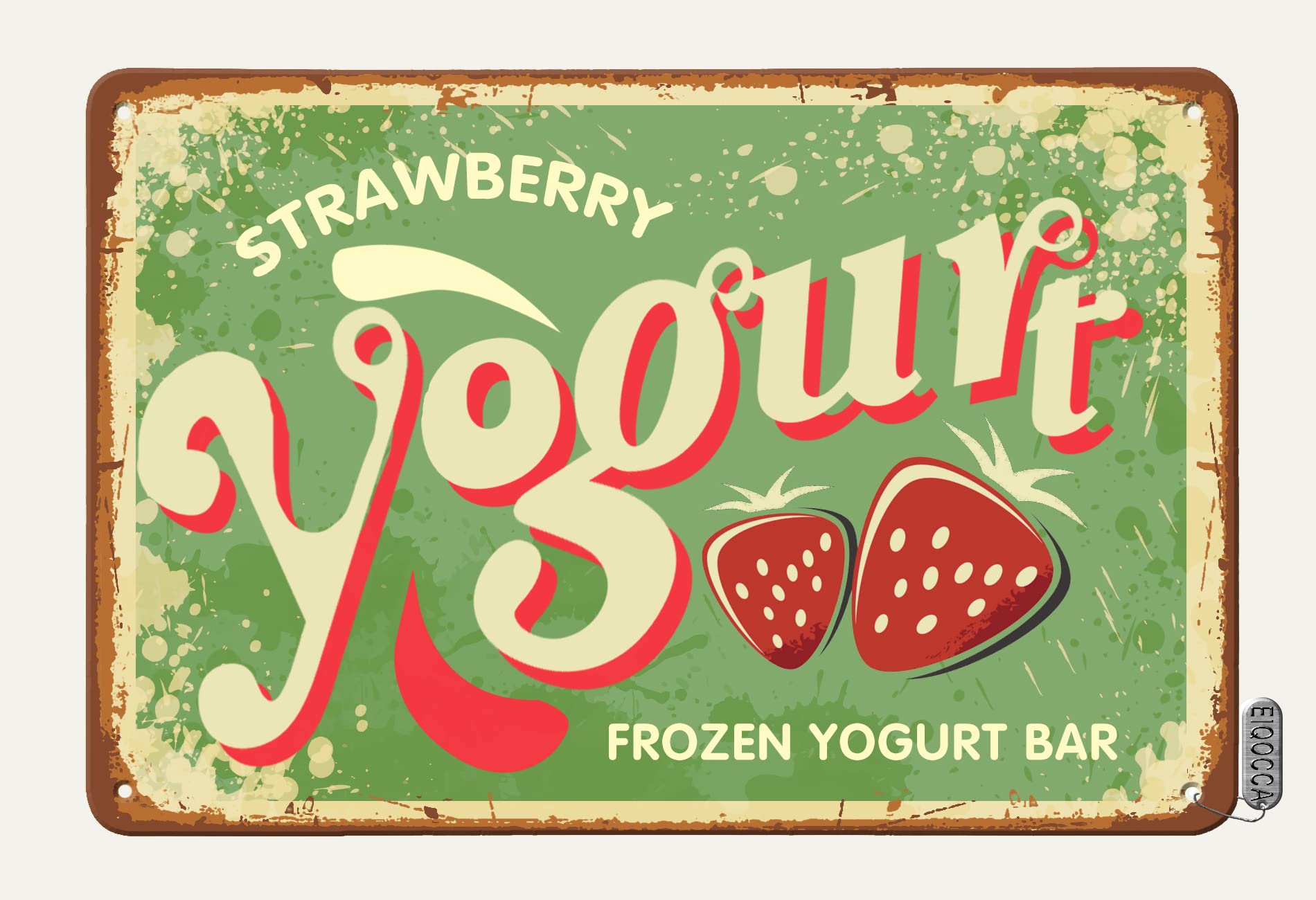 Vintage Metal Tin Sign Yogurt Strawberry Metal Sign Metal Plaque Bar Pub Retro Wall Decor Poster Home Club 8X12inches