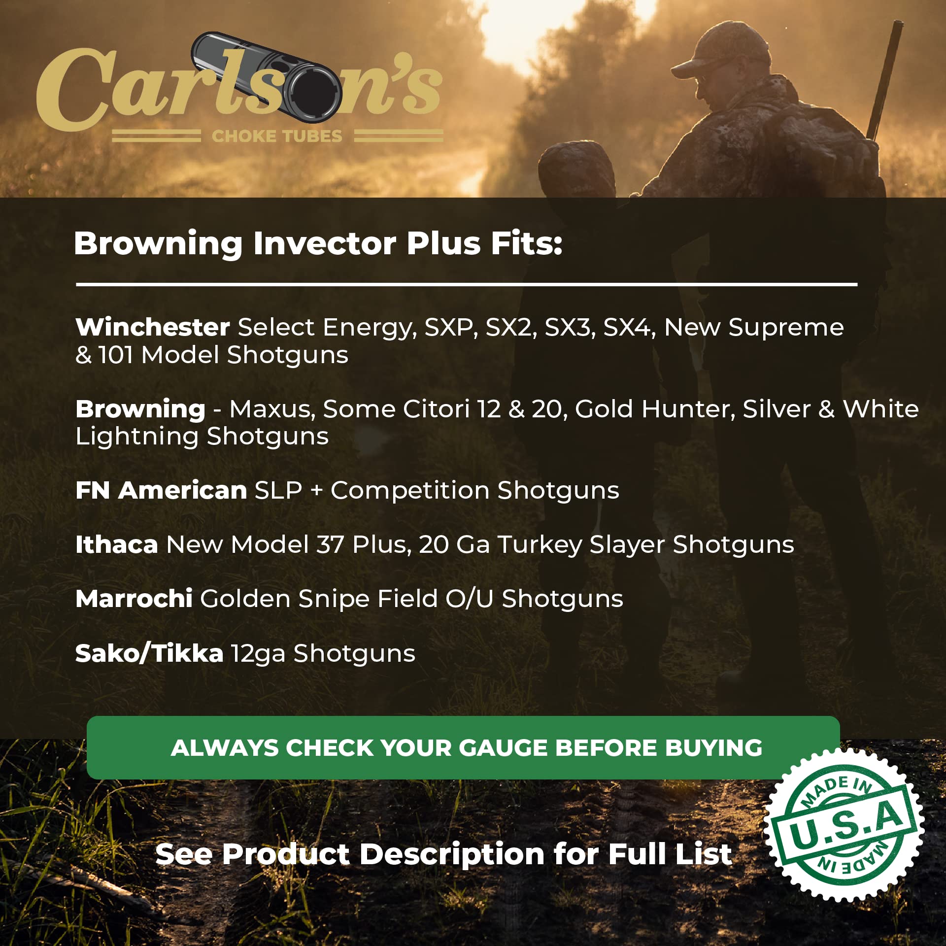 Carlsons Choke Tubes 12 Gauge for Browning Invector Plus [ Skeet | 0.735 Diameter ] Stainless Steel | Flush Mount Replacement Choke Tube | Made in USA