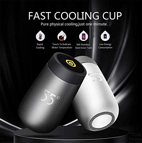 MXJCC Cupcooler, Instant Cooling Cup Smart Device Fast-Cooling Mini Portable Refrigerator Cools for Drinks and Water Extreme Fast Beverage Cooler (Color : Gray)
