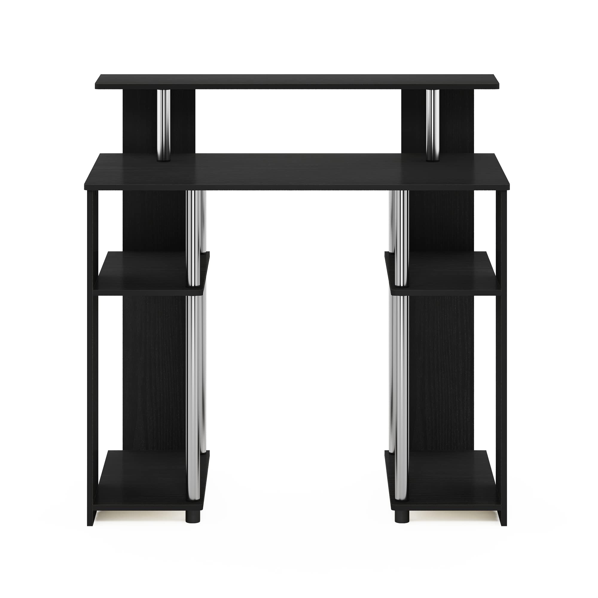 Furinno Jaya Simple Design Computer Writing Desk, Americano/Stainless Steel, 20.3 (D) x 35.6(W) x 35.7 (H) inches.