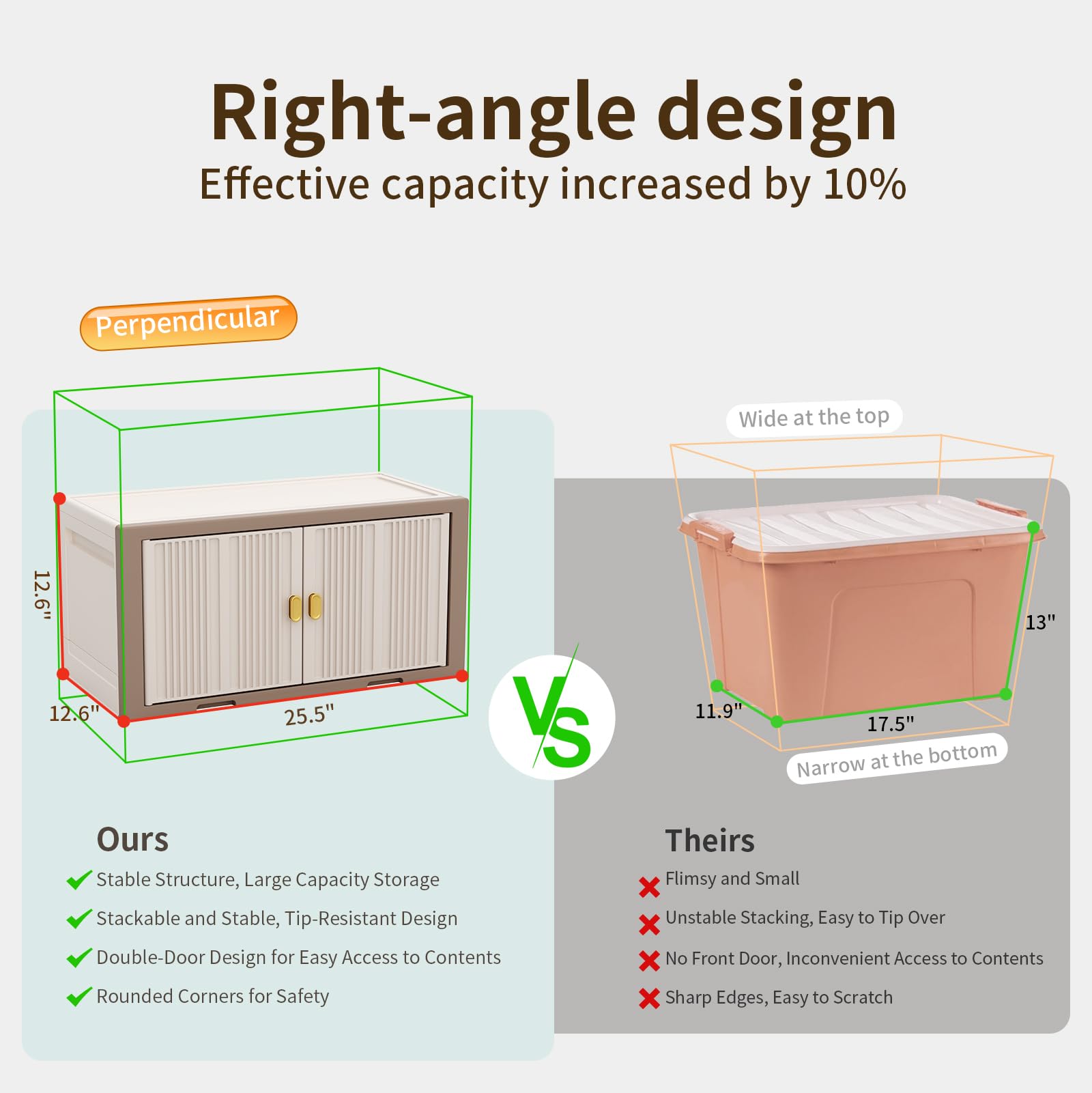 HAIXIN HOME 69QT Storage Bins with Lids, Folding Cube Storage Organizer with Doors, Freestanding Stackable Storage Cabinet Containers for Closet Toys Organizer