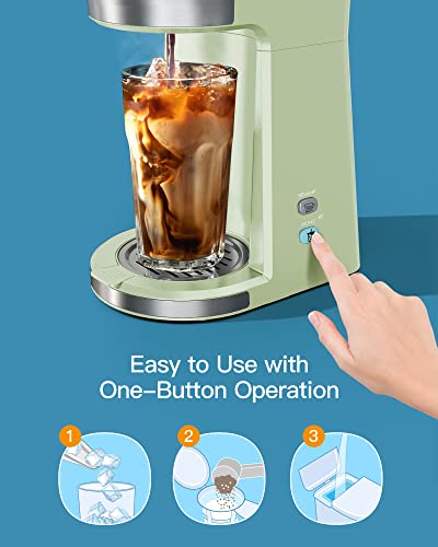 Famiworths Iced Coffee Maker, Hot and Cold Coffee Maker Single Serve for K Cup and Ground, with Descaling Reminder and Self Cleaning, Iced Coffee Machine for Home, Office and RV,Matcha Green