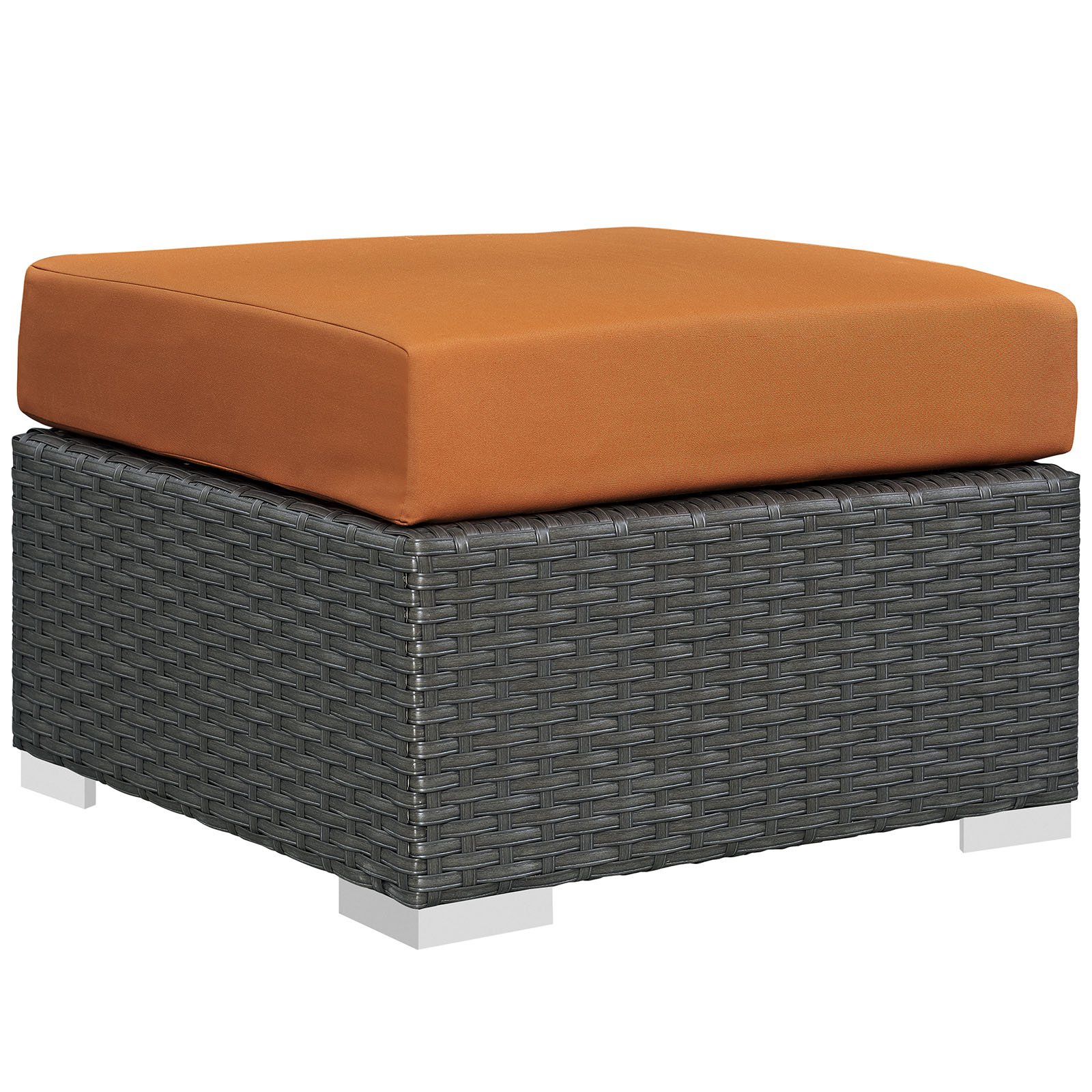 Modway Sojourn Casual Seating 10 Piece Outdoor Patio Rattan Sectional Set with Sunbrella Brand Tuscan Orange Canvas Cushions