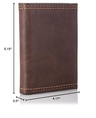 Columbia Men's RFID Genuine Leather Trifold Wallet With ID Window, Credit Card Pockets