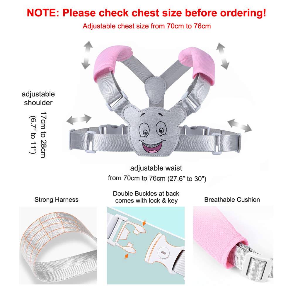 Child Link Backpack for Kid, 3-in-1, Anti Lost Wrist Cuff with Lock + 1.5m Link + Safety Walking Backpack for Girls, Boys