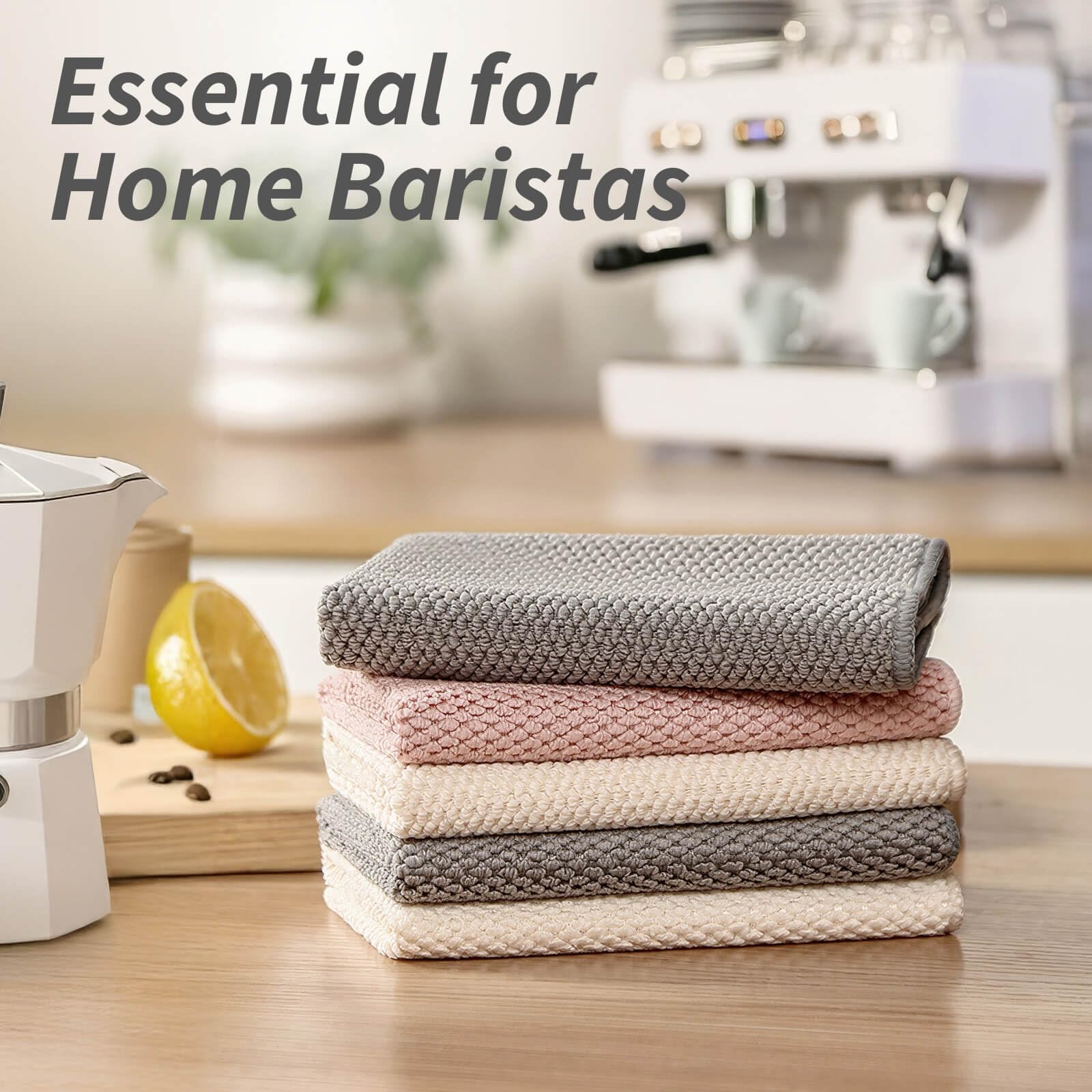 EubooTree Barista Towels, Extra Thick Microfiber Coffee Cleaning Cloths for Espresso Machine, Steam Wand, Milk Frother, Countertop,12βx12β, 6 Pack