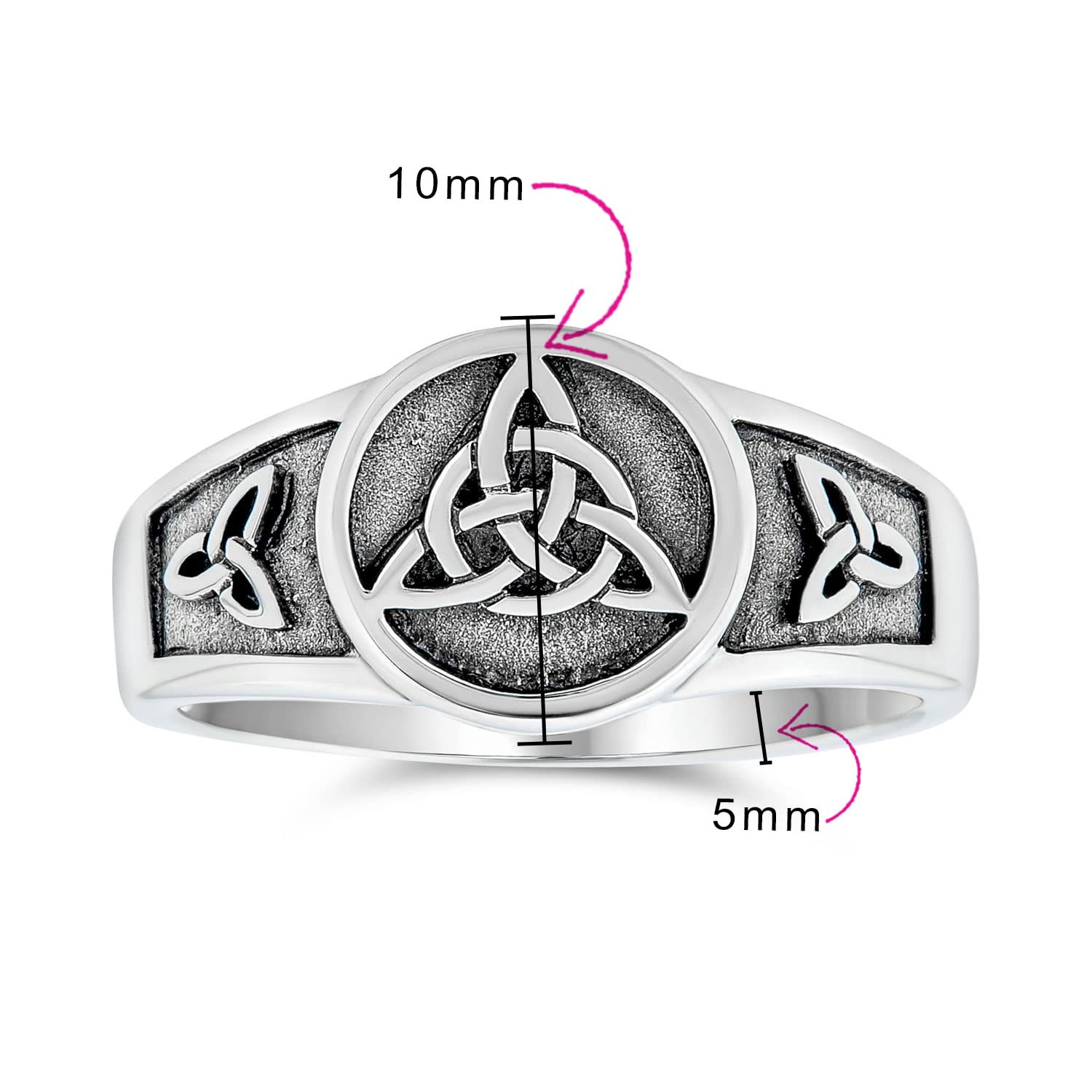Bling Jewelry Personalized Unisex Ancient Viking Celtic Infinity Trinity Knot Triquetra Signet Ring for Women Oxidized .925 Sterling Silver Customizable