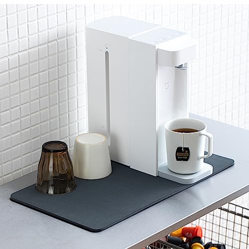 Taiyang Drying Mat for Kitchen Counter, Absorbent Drainer Mats, Dish Drying Pad with Non-Slip Bottom, Heat-Resistant, Suitable for Kitchen, Pet Drinking, Diatom Mud Mat(Graphite Black, 12"x16")