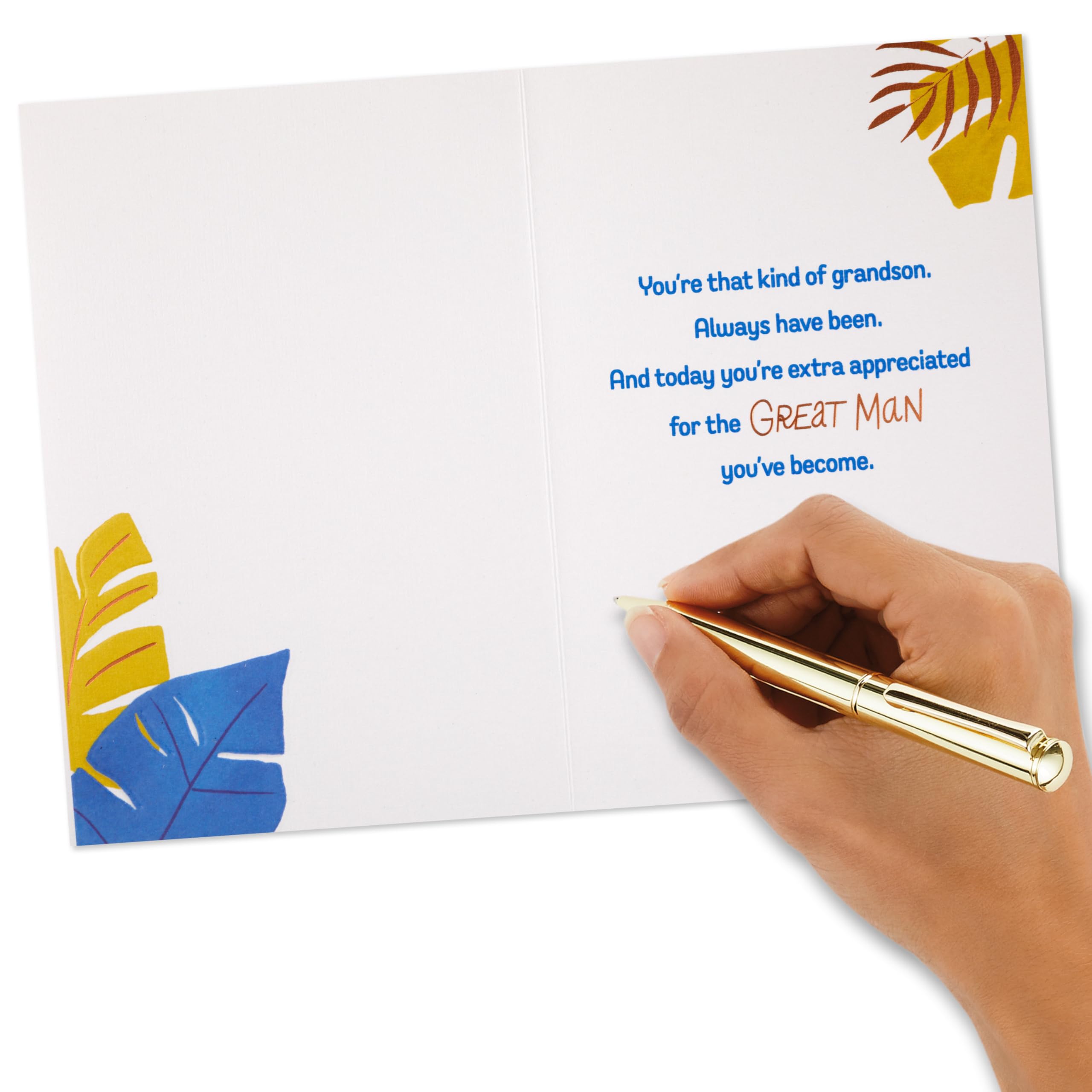 Hallmark Birthday Card for Grandson (Tropical Leaves with Bird)