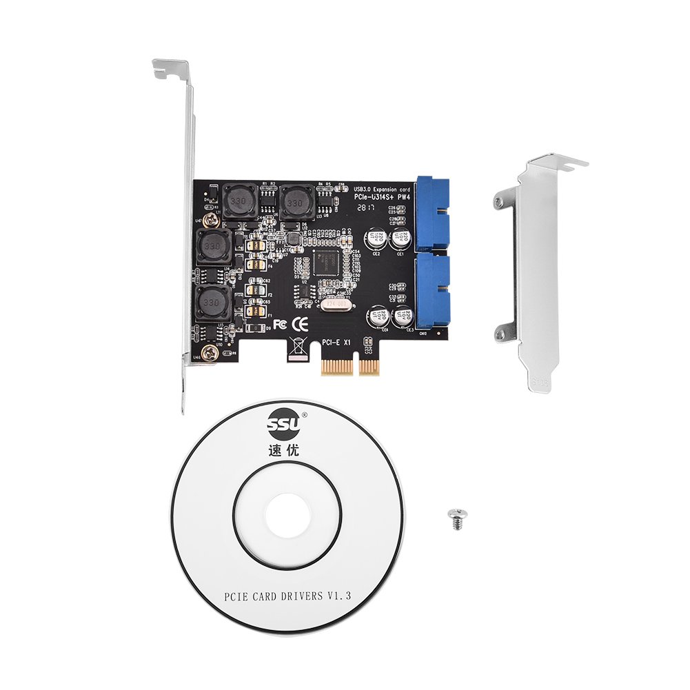 Bewinner Mini PCI-E, PCI Express Extender to Internal 2 Port 19Pin Header Fast 5Gbps PCI-Express USB 3.0 Card Adapter with Low Profile for winXP, win7 win8 win8.1 win10