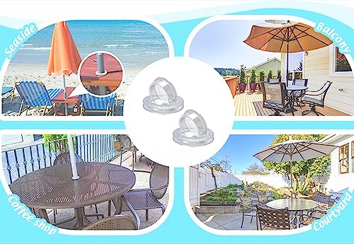 Kecoya 2 Inch Patio Table Umbrella Hole Ring Plug, Outdoor Patio Table Umbrella Hole Ring and Cap Set, Silicone Umbrella Table Hole Insert Cover and Cap Replacement Accessories for Patio Garden Glass Acrylic Yard Table Ring(2 sets transparent)