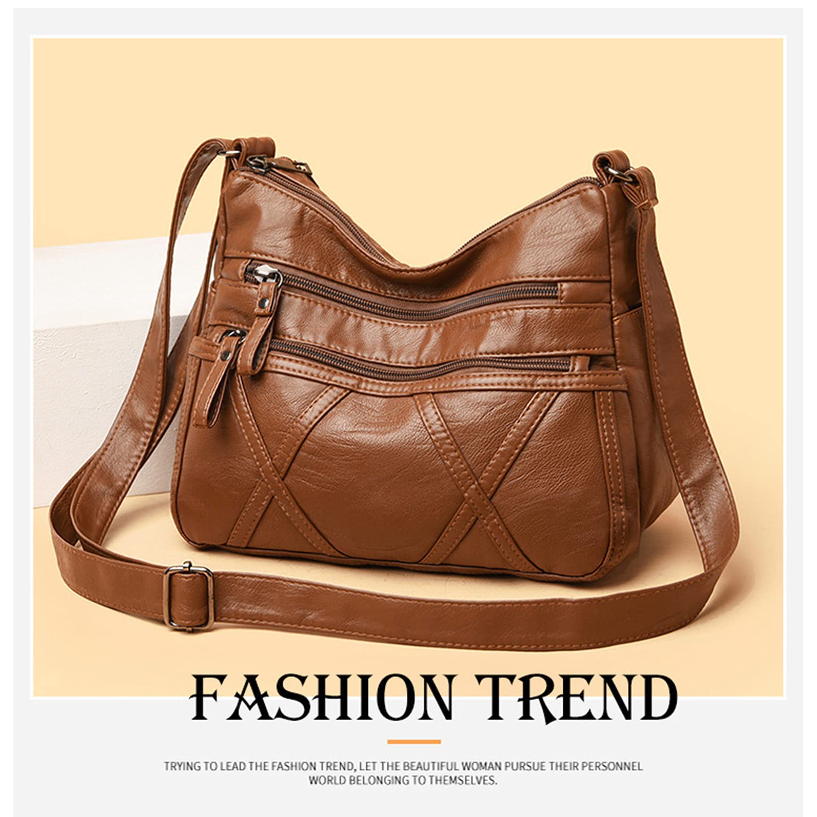 SENYUNI Ladies Handbags Soft PU Leather Crossbody Bags for Women Multi Pocket Waterproof