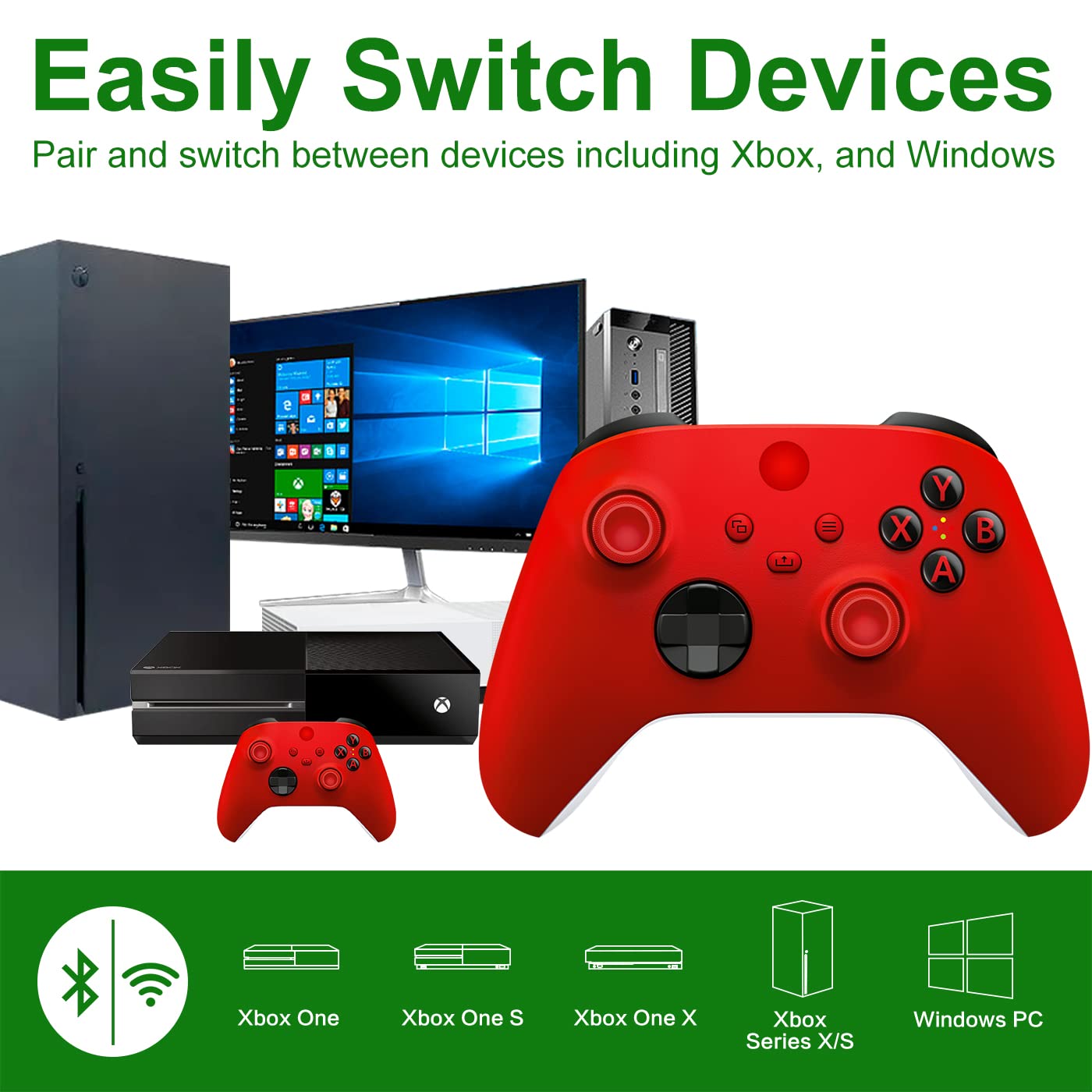 Controller for Xbox One, Replacement for Xbox Controller, Compatible with Xbox Series X|S and Windows 10/11, Support Custom Mapping, with 3.5mm HiFi Headset Jack/Dual Motors/ 6-Axis Gyroscope