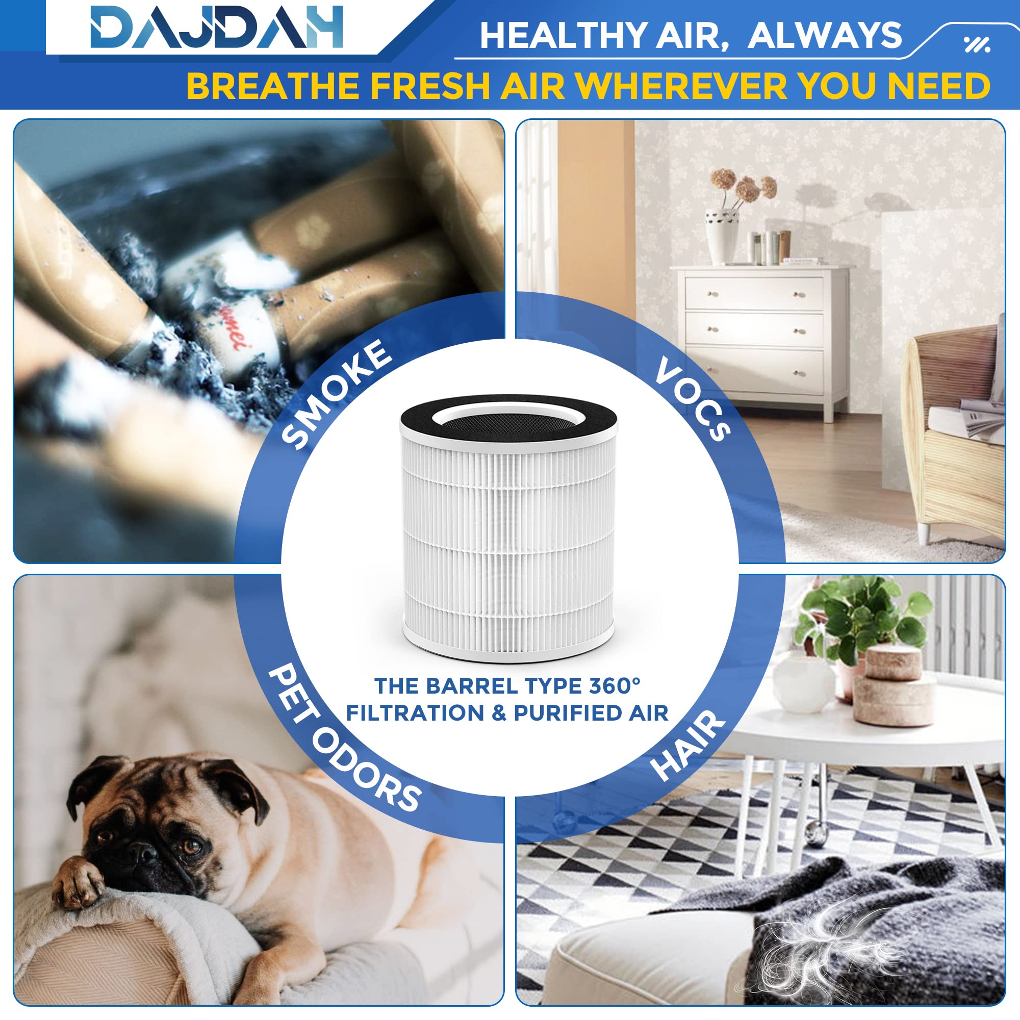 VK-6067B Filter Compatible with Vremi Air Purifier Filter Replacement and Hokeki Air Purifier Filter Replacement for VK-6067B H13 True HEPA Air Purifier including Vremi Hokeki Honkeeki Toyuugo, 2-Pack